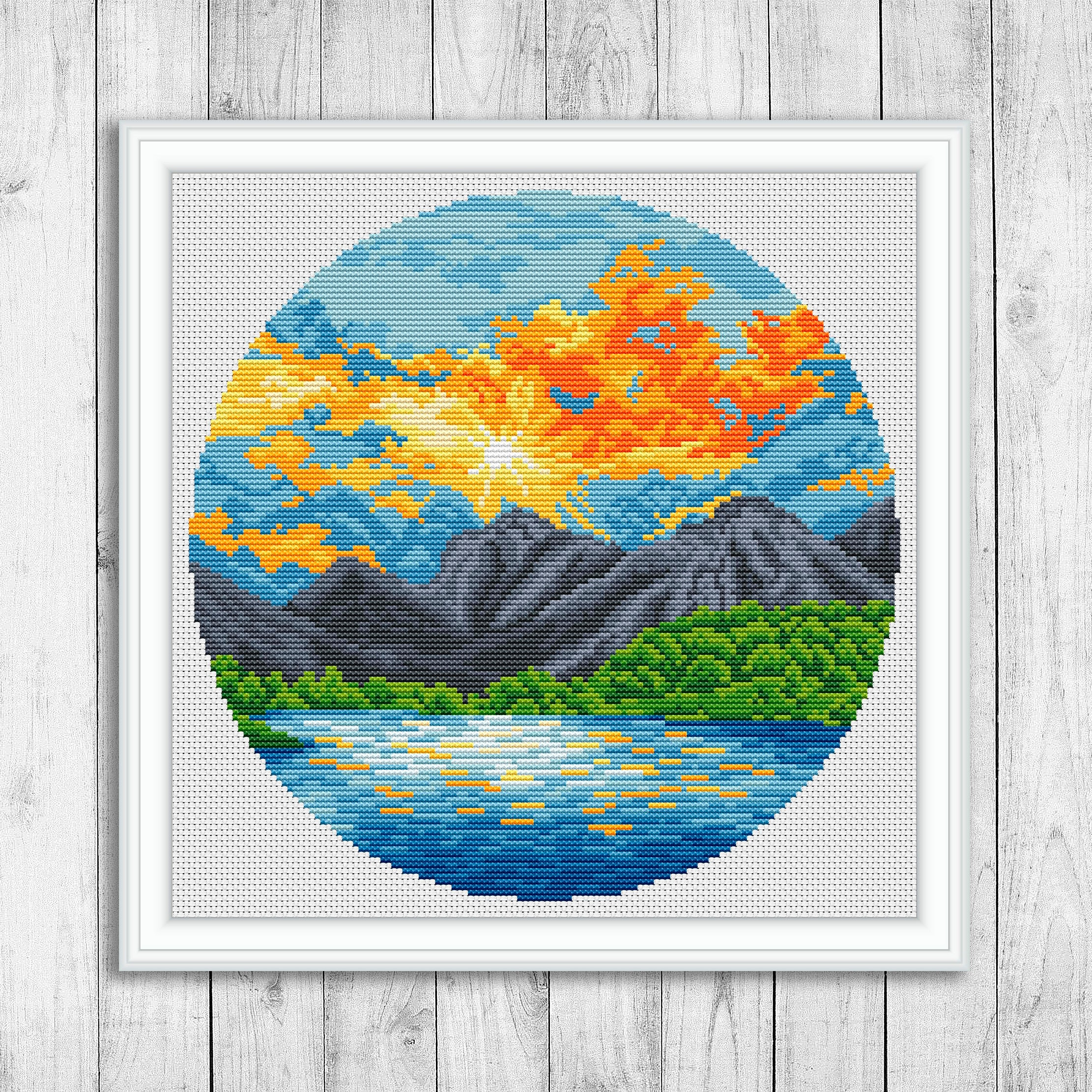 Nature Cross Stitch Pattern Sunset Cross Stitch Pattern | Etsy