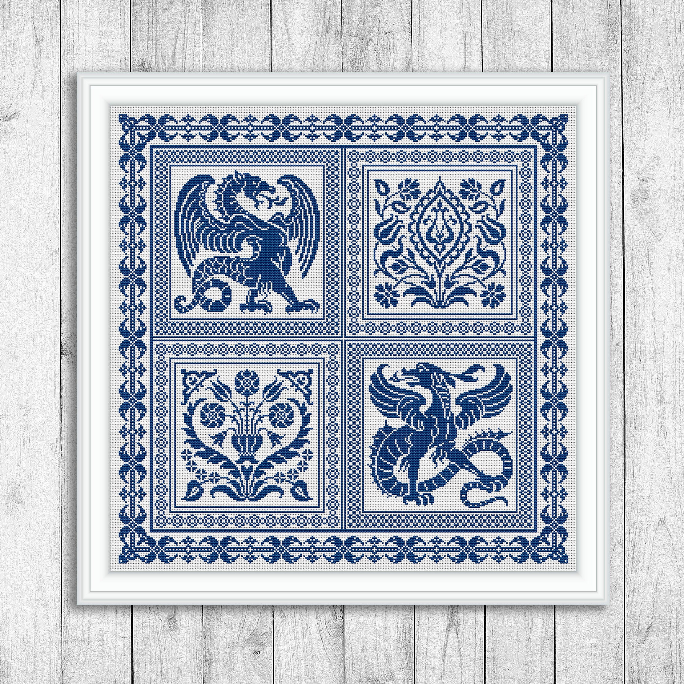 Sampler Cross Stitch Pattern Dragon Cross Stitch Pattern | Etsy