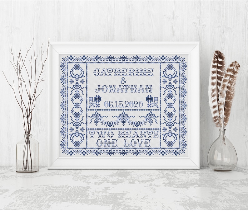 Sampler Cross Stitch Pattern Wedding Modern Cross Stitch | Etsy