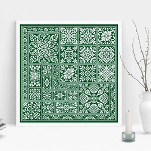 Modern Cross Stitch Pattern, Sampler Cross Stitch Pattern, Tile Modern ...