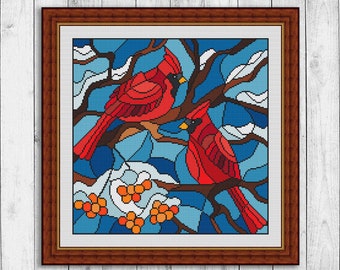 Cardinal Modern Cross Stitch Pattern Nature Counted Cross | Etsy