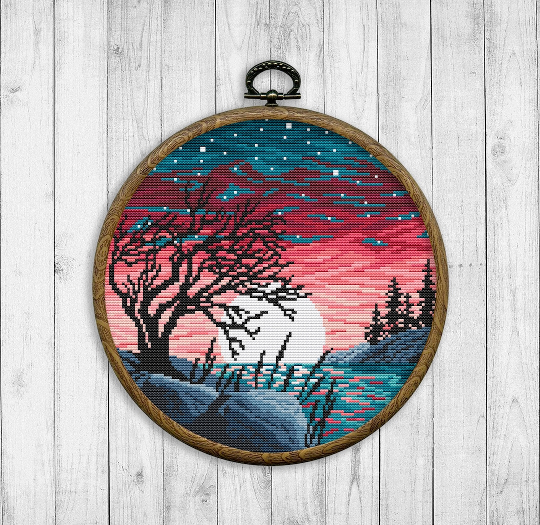 Nature Cross Stitch Pattern, Landscape Counted Cross Stitch Chart ...