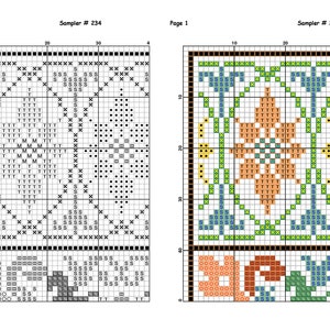 Sampler Cross Stitch Pattern, Modern Cross Stitch Pattern, Tile ...
