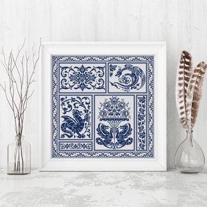 Sampler Cross Stitch Pattern, Dragon Cross Stitch Pattern, Flowers ...