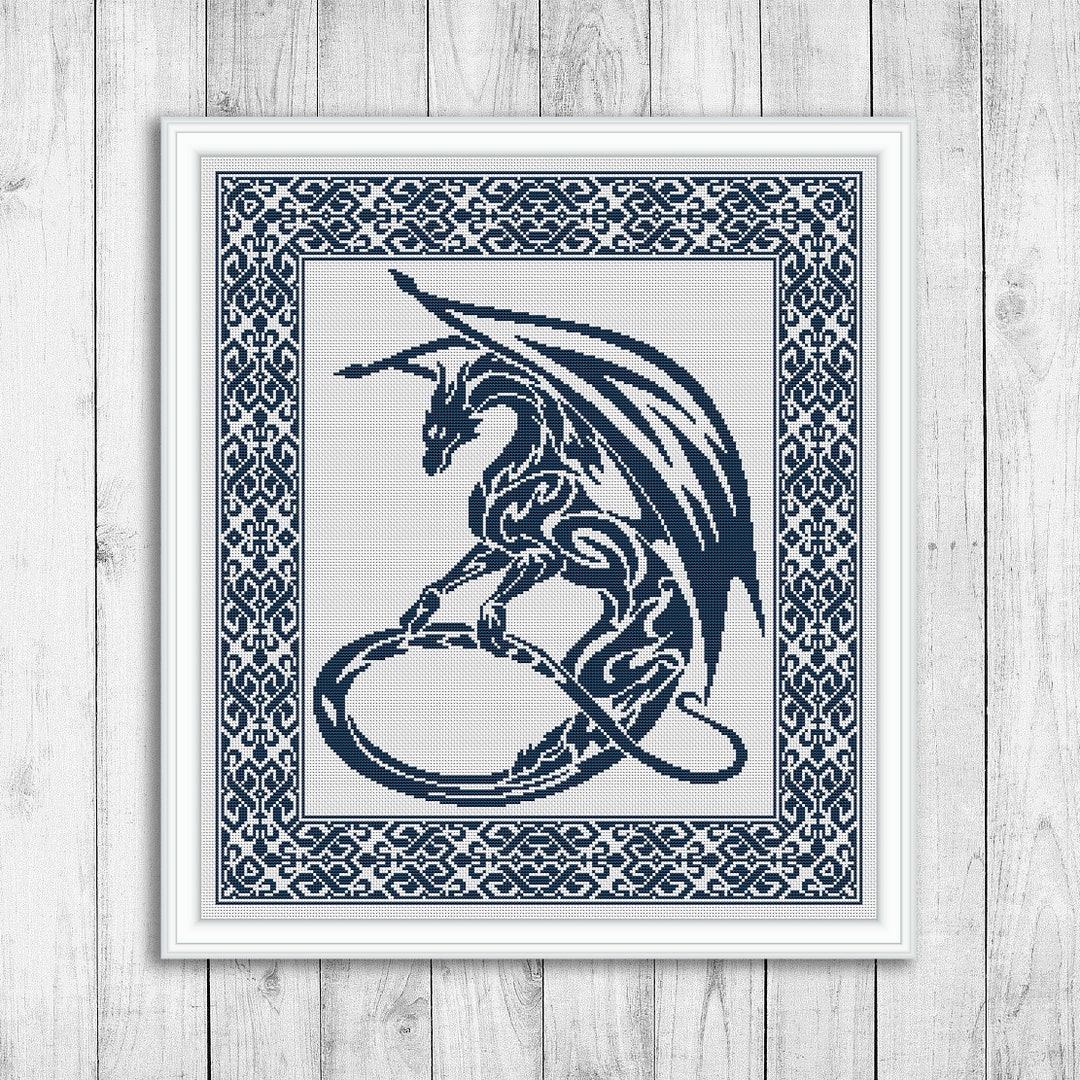 Dragon Cross Stitch Pattern, Sampler Cross Stitch Chart, Fantasy Celtic ...
