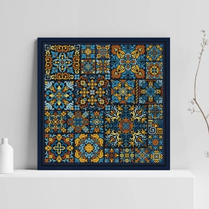Sampler Cross Stitch Pattern, Modern Cross Stitch Pattern, Tile Cross ...