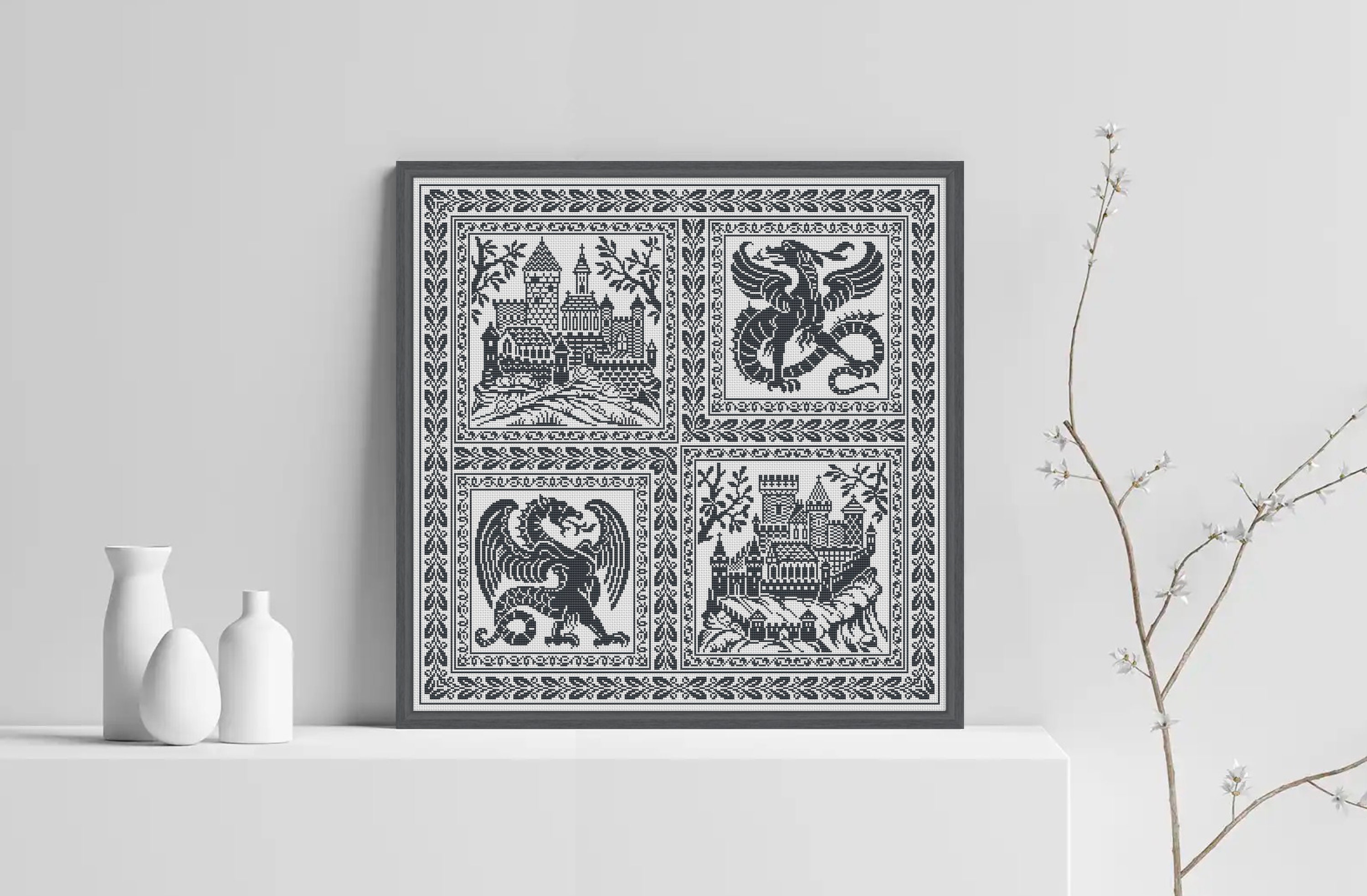 Cross Stitch Pattern Sampler Dragon Cross Stitch Pattern - Etsy UK