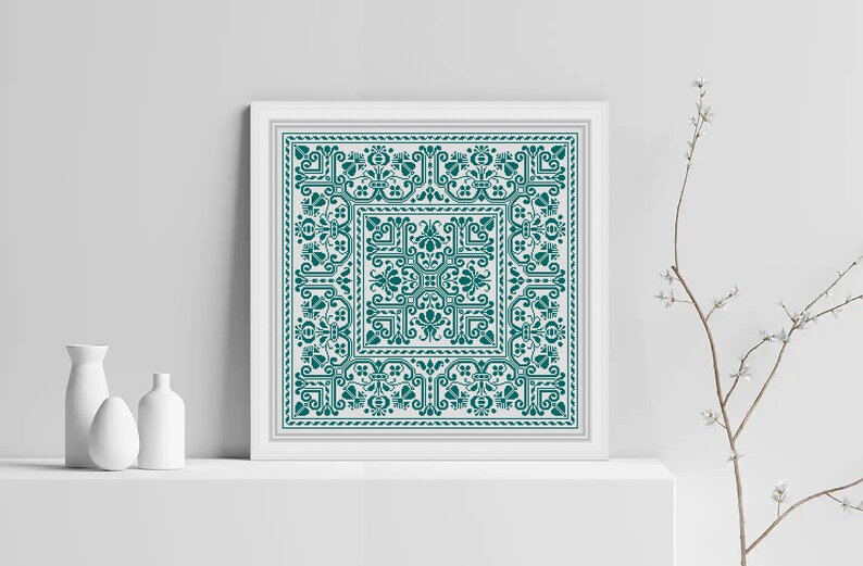 Sampler Cross Stitch Pattern, Modern Cross Stitch Pattern, Flower Cross ...