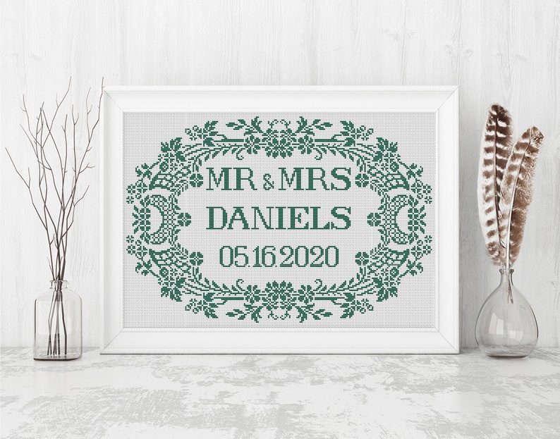 Sampler Cross Stitch Pattern, Wedding Cross Stitch Pattern, Anniversary ...
