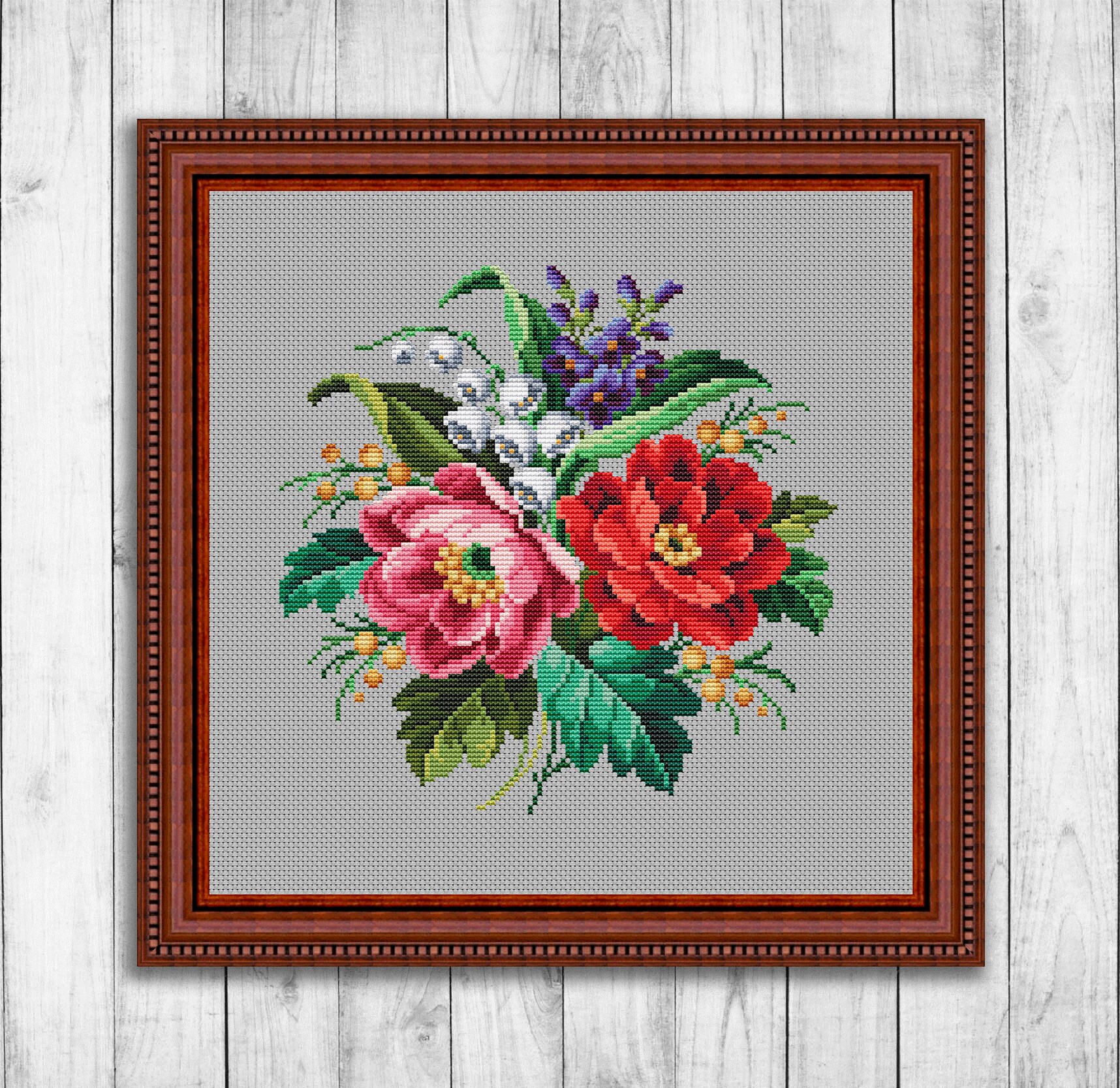 Vintage Flowers 5 Cross Stitch Pattern Roses Cross Stitch | Etsy
