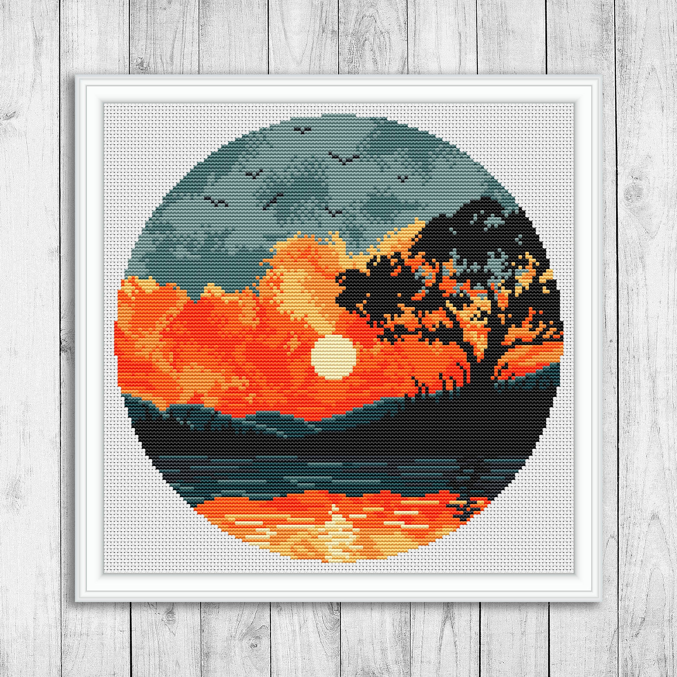 Nature Cross Stitch Pattern Sunset Cross Stitch Pattern | Etsy