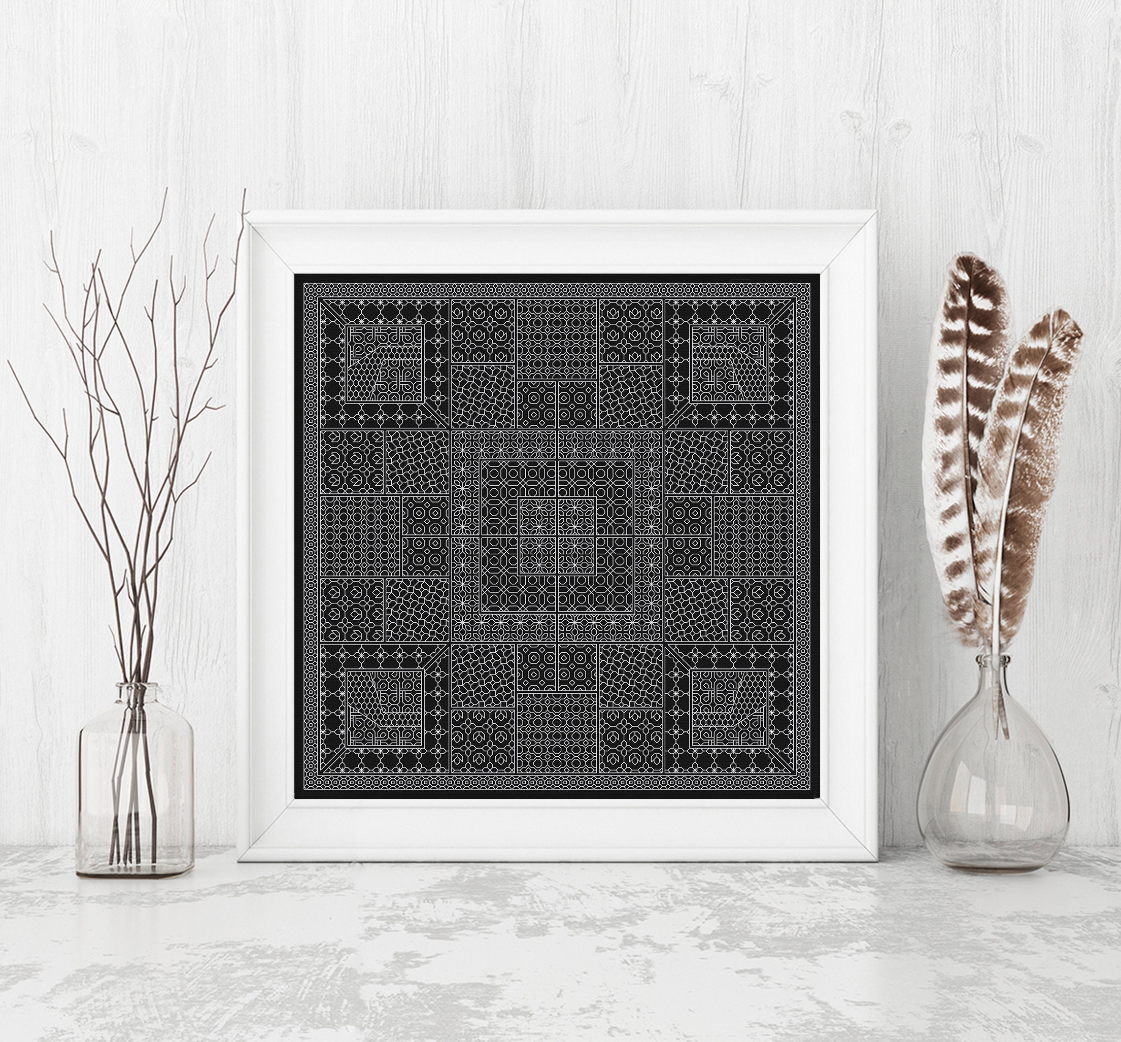 Blackwork Cross Stitch Pattern Modern Cross Stitch Pattern - Etsy