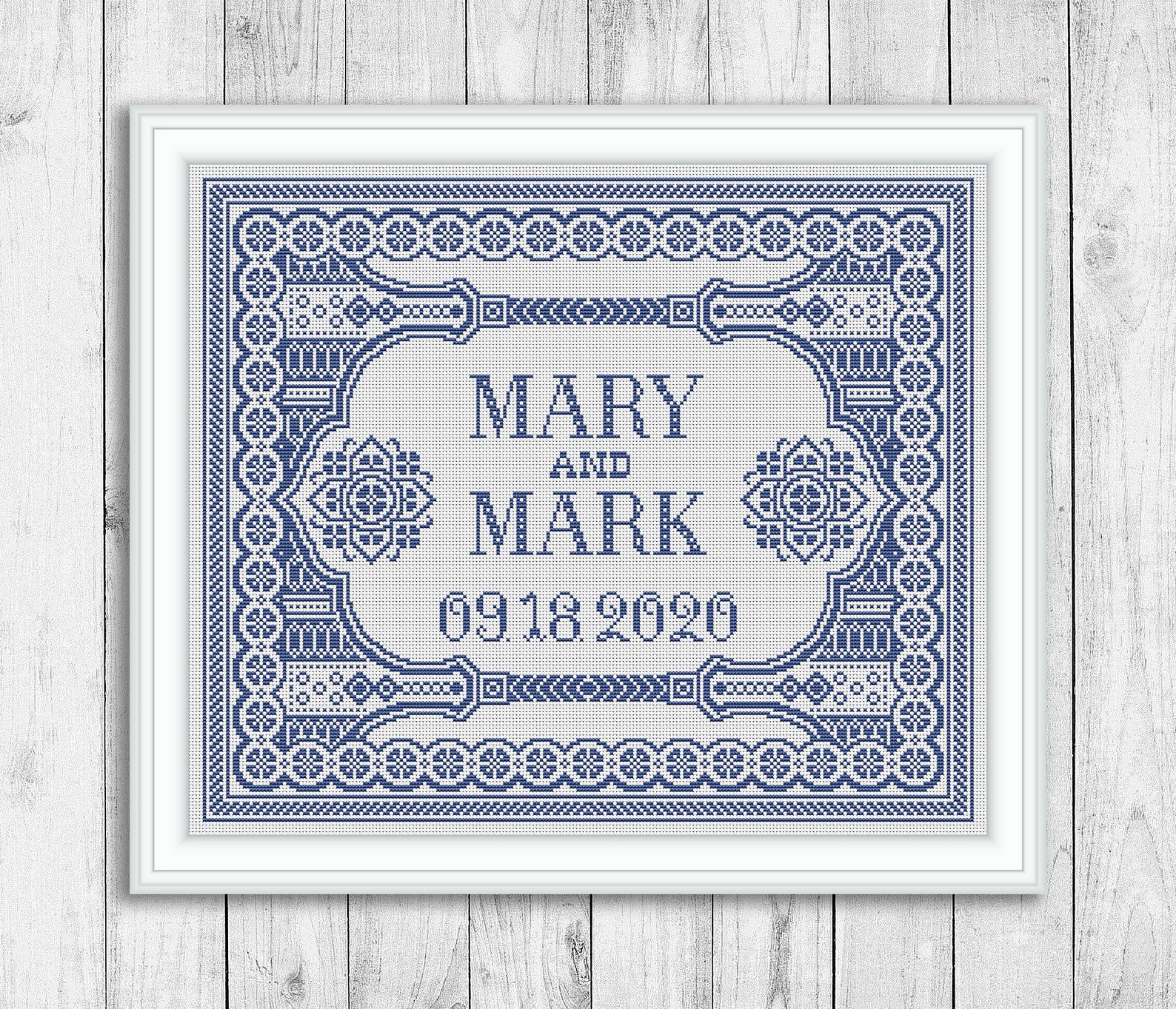 Sampler Cross Stitch Pattern, Wedding Cross Stitch Pattern, Anniversary ...