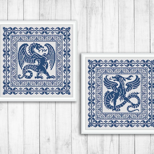 Crewel Celtic Dragon #3 Cross Stitch Pattern PDF Vintage Antique ...