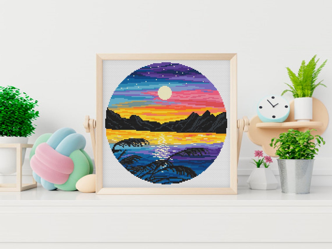 Nature Cross Stitch Pattern Sunset Cross Stitch Chart | Etsy