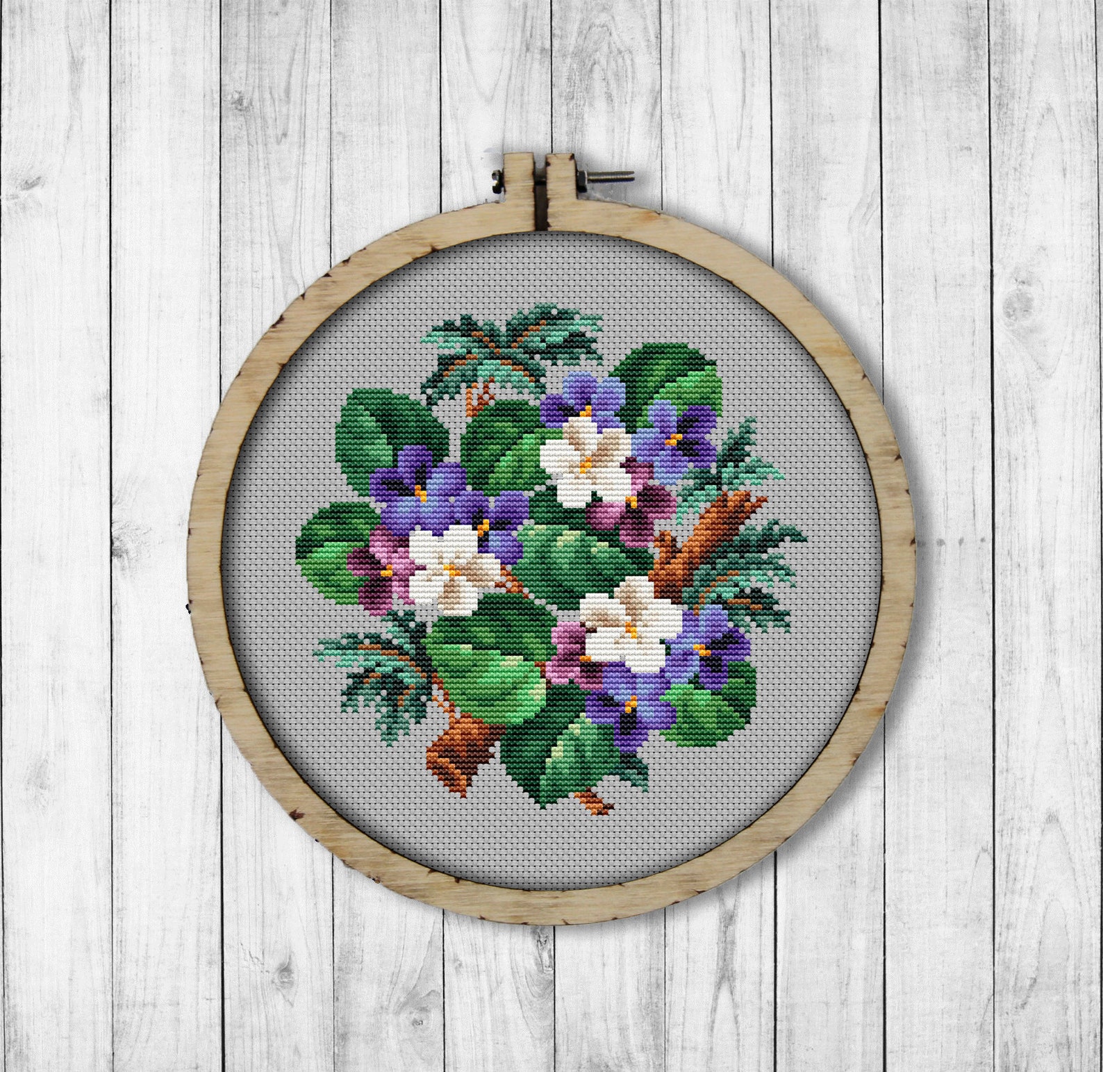 Vintage Violets # 1 Cross Stitch Pattern, Spring Flowers Cross Stitch ...
