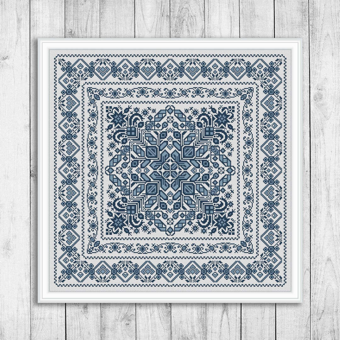 Sampler Cross Stitch Pattern, Vintage Ornament Cross Stitch Chart, Folk ...