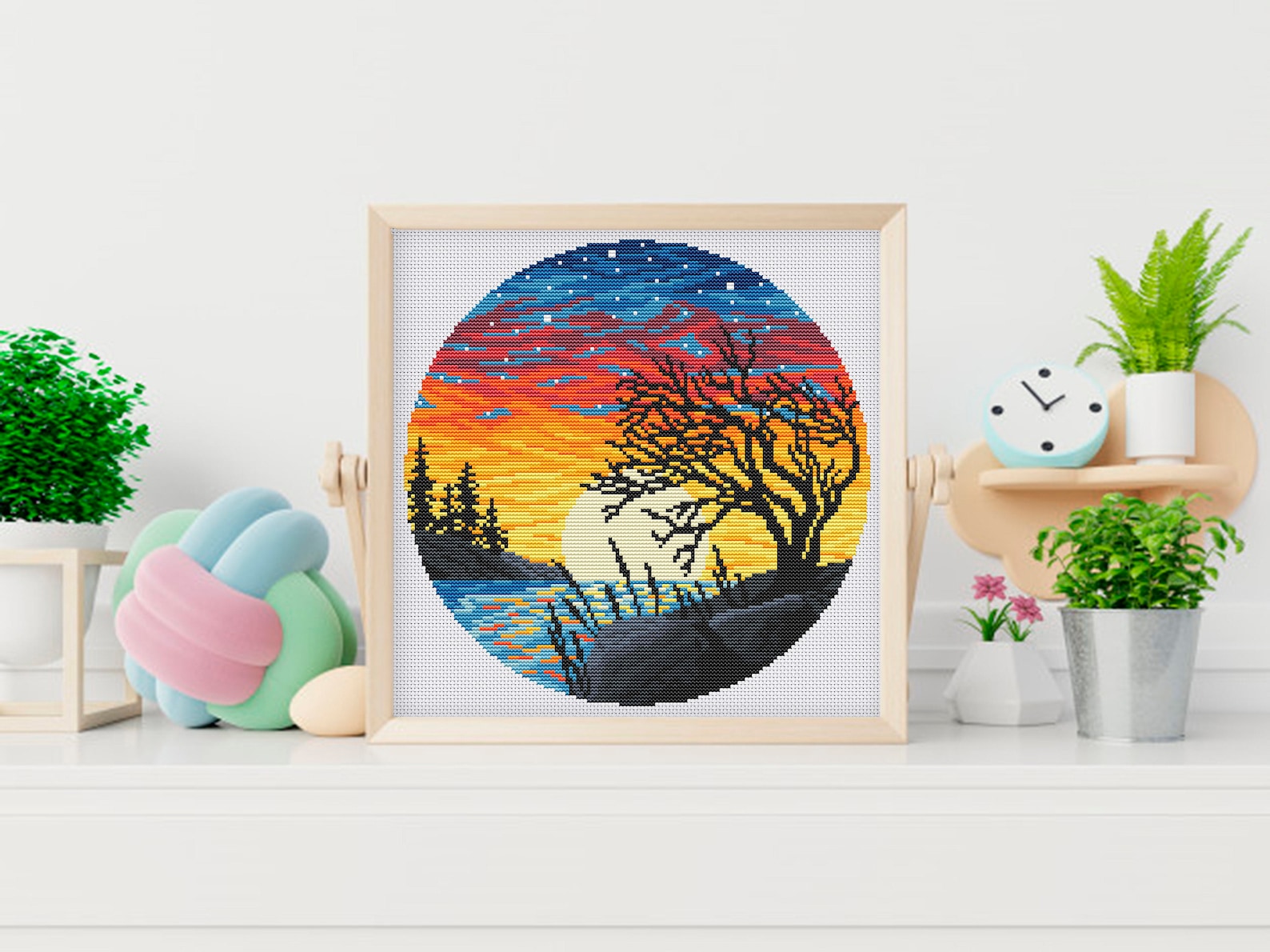 Sunset Cross Stitch Pattern, Nature Counted Cross Stitch Chart ...