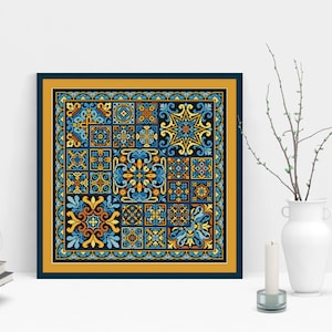 Sampler Cross Stitch Pattern, Modern Cross Stitch Pattern, Tile ...