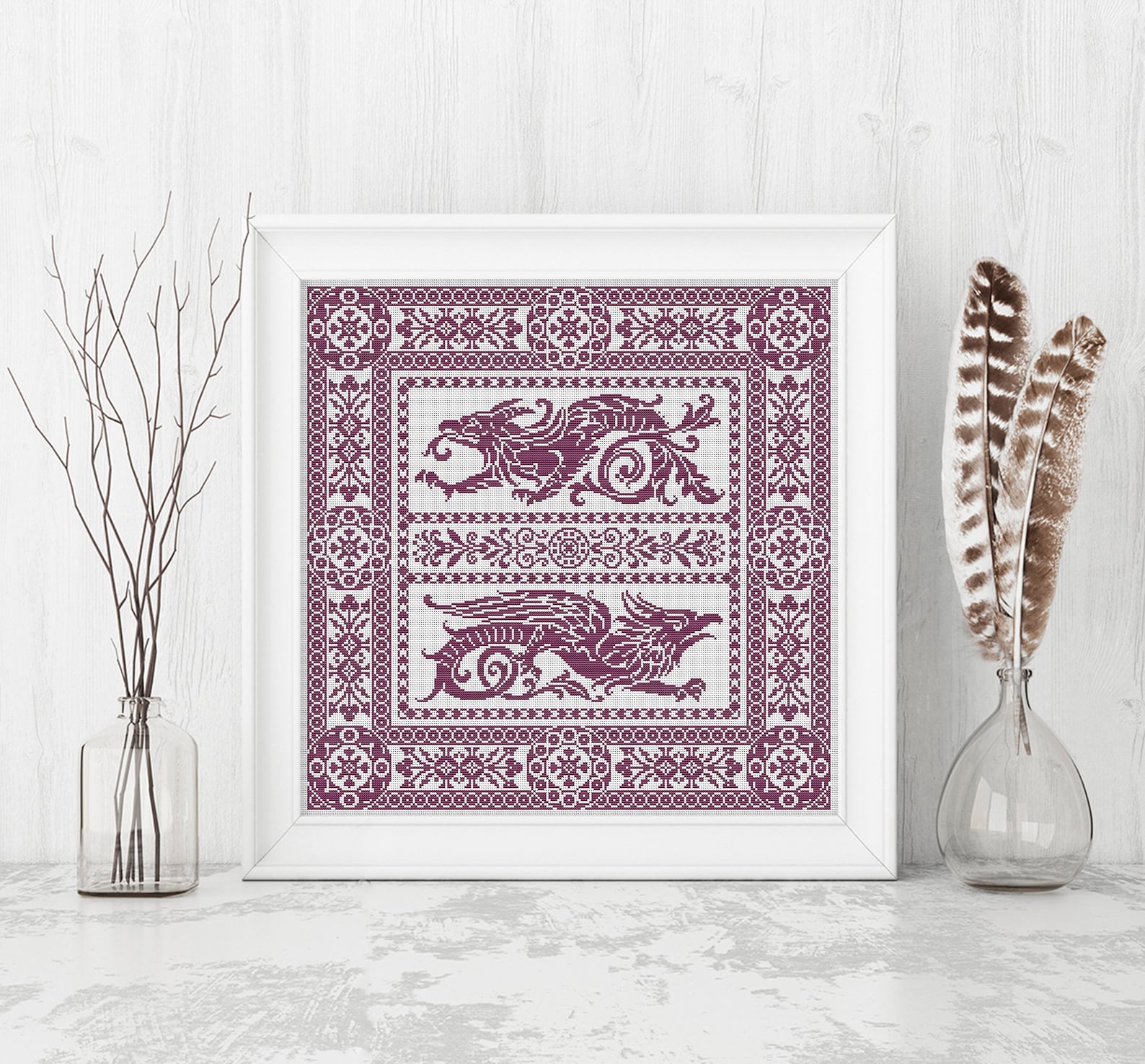 Sampler Cross Stitch Pattern Dragon Cross Stitch Pattern - Etsy UK