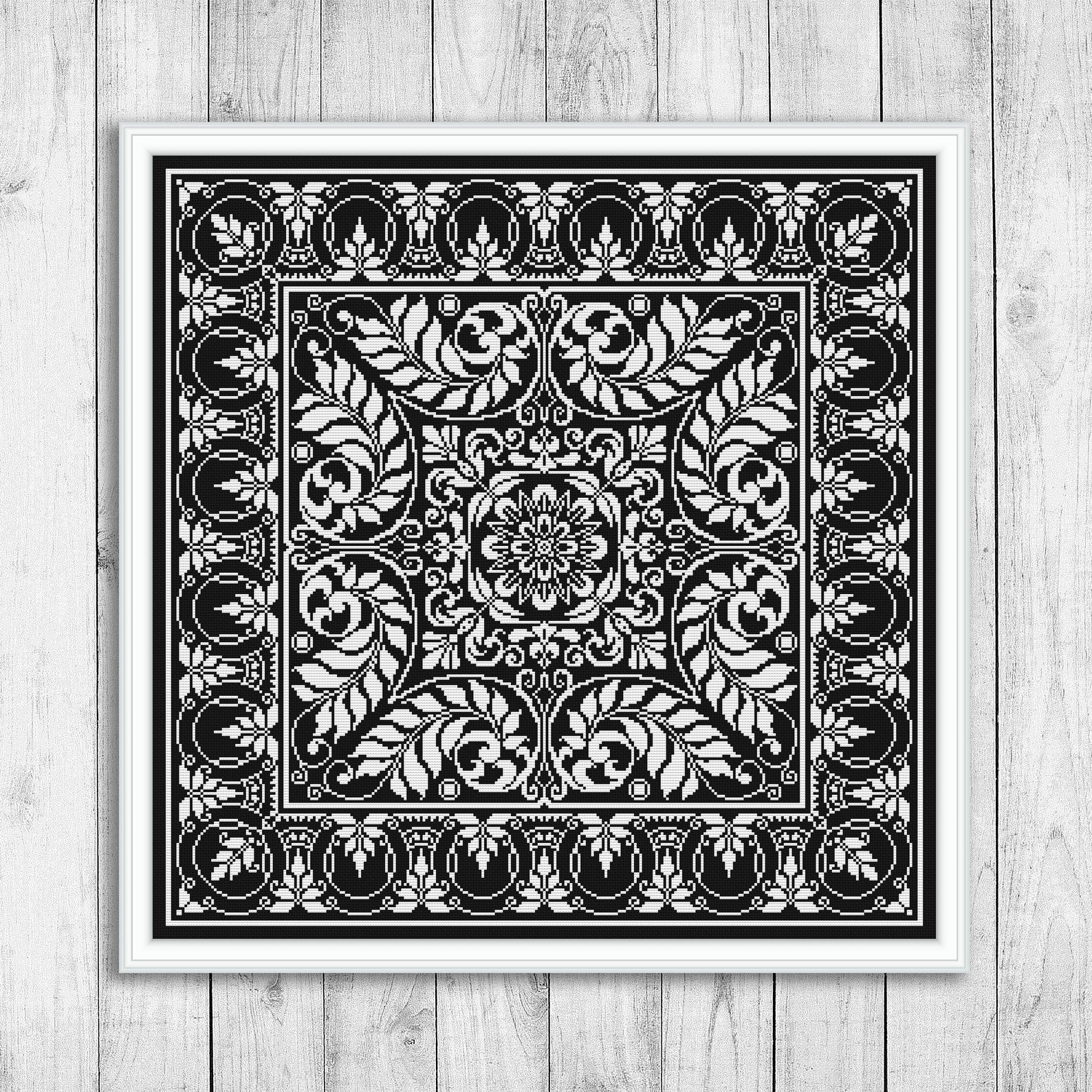Sampler Cross Stitch Pattern, Modern Cross Stitch Pattern, Leaves Cross ...