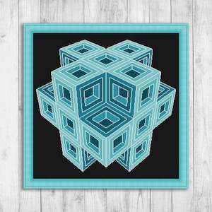 Cube Cross Stitch Pattern, Modern Cross Stitch Pattern, 3D Cube, Modern ...