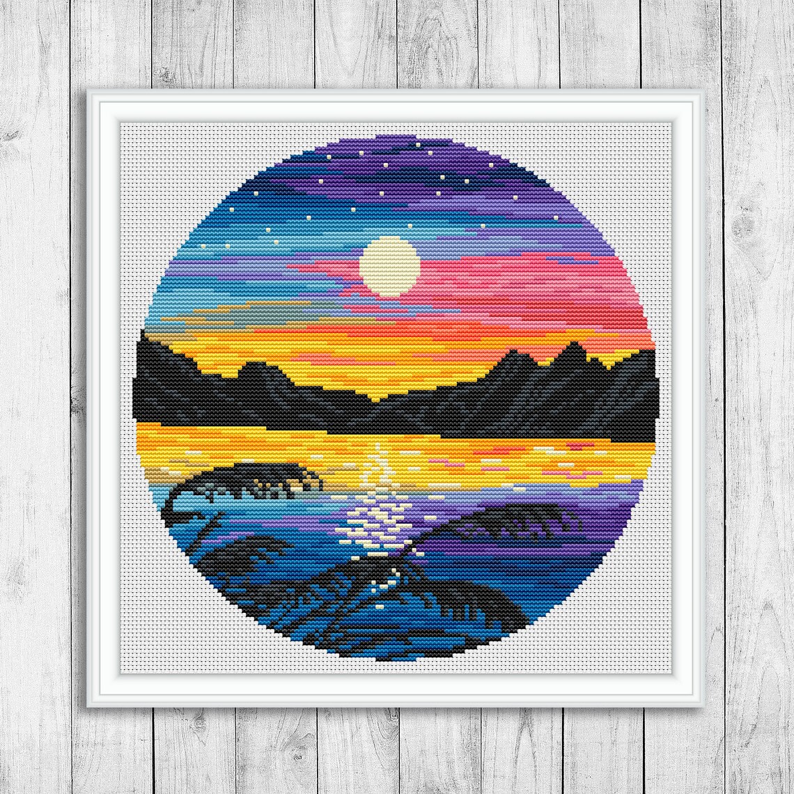 Nature Cross Stitch Pattern Sunset Cross Stitch Chart | Etsy