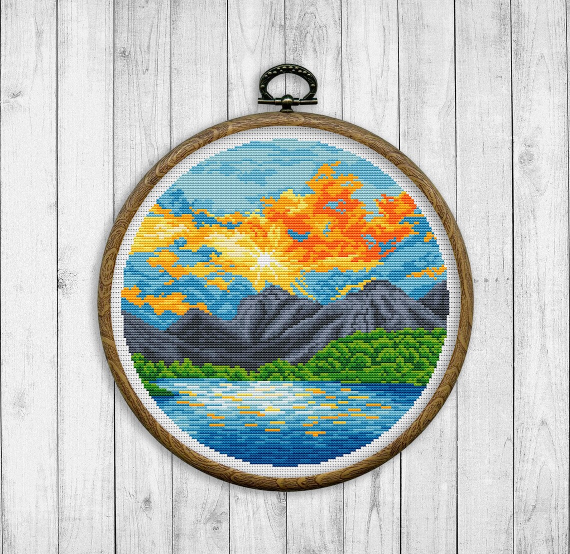 Nature Cross Stitch Pattern Sunset Cross Stitch Pattern | Etsy