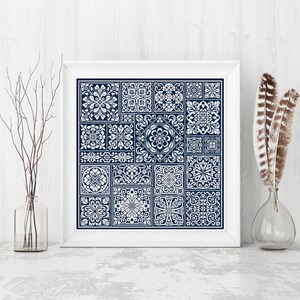Modern Cross Stitch Pattern, Sampler Cross Stitch Pattern, Tile ...
