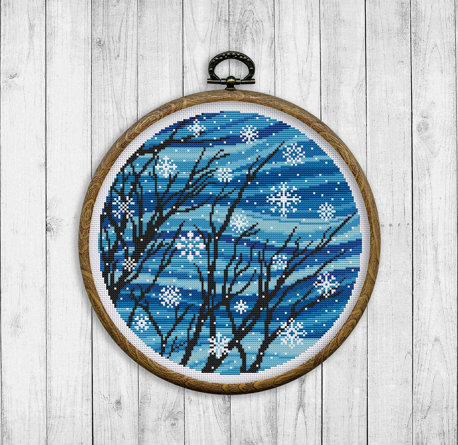 Winter Landscape Cross Stitch Pattern, Nature Counted Cross Stitch ...