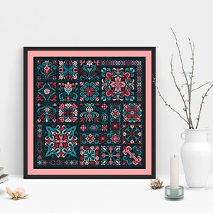 Sampler Cross Stitch Pattern, Modern Cross Stitch Pattern, Colorful ...