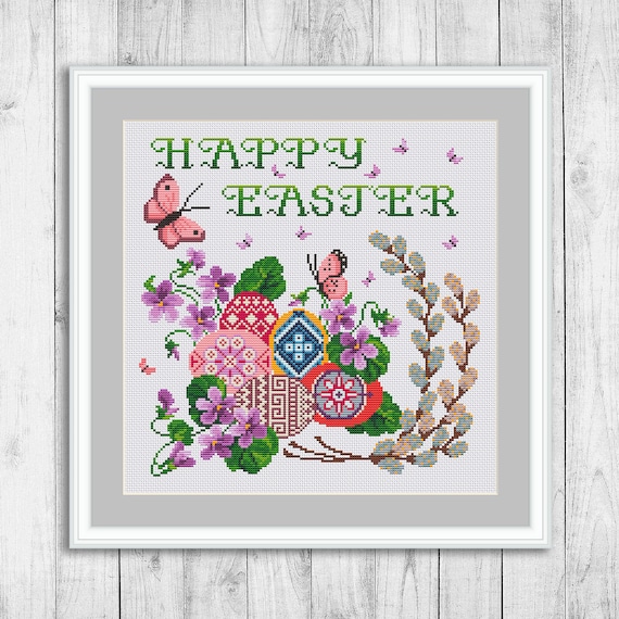 EASTER Cross Stitch Pattern Flowers Counted Cross Stitch | Etsy