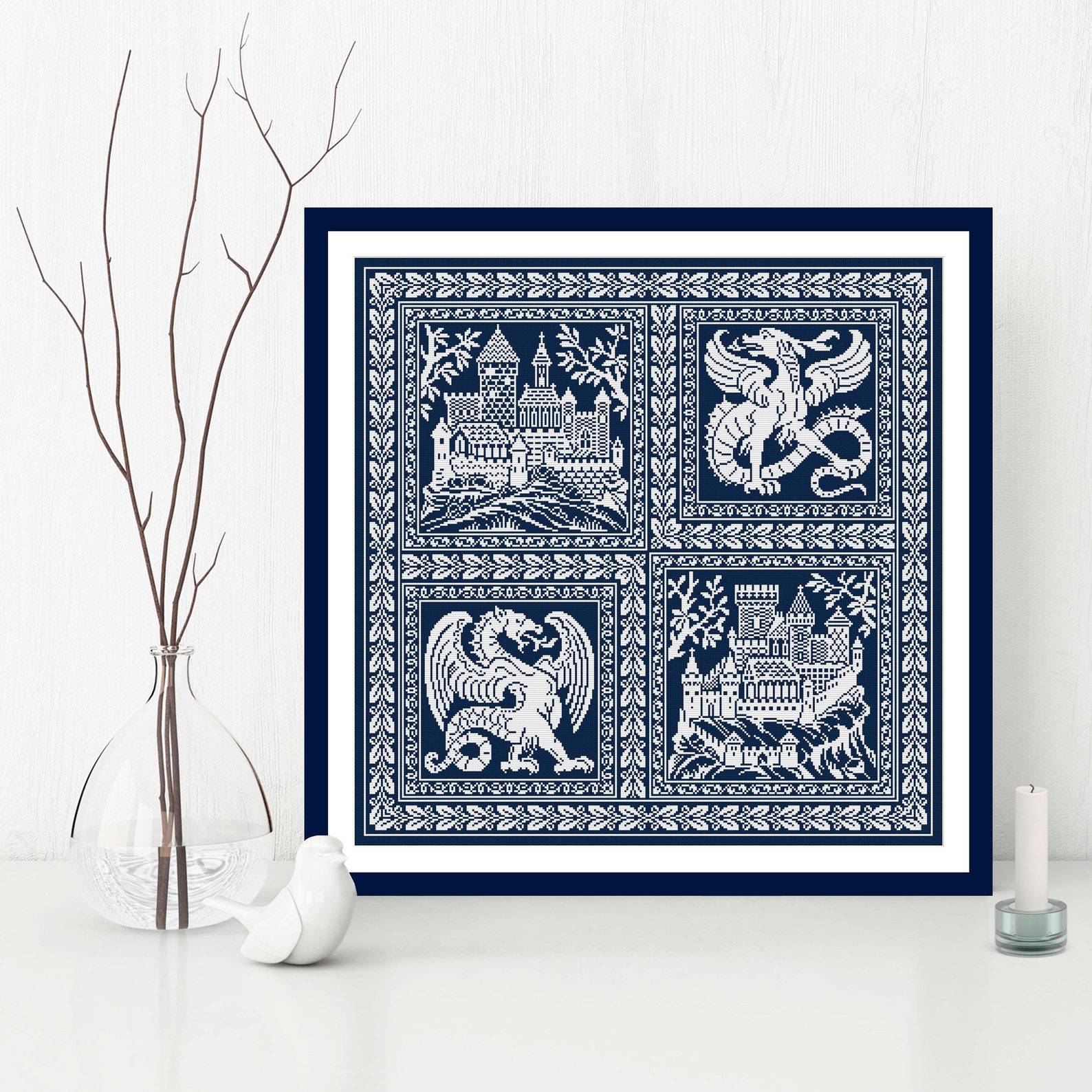 Cross Stitch Pattern Sampler Dragon Cross Stitch Pattern - Etsy UK