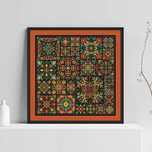 Sampler Cross Stitch Pattern, Modern Cross Stitch Pattern, Tile ...