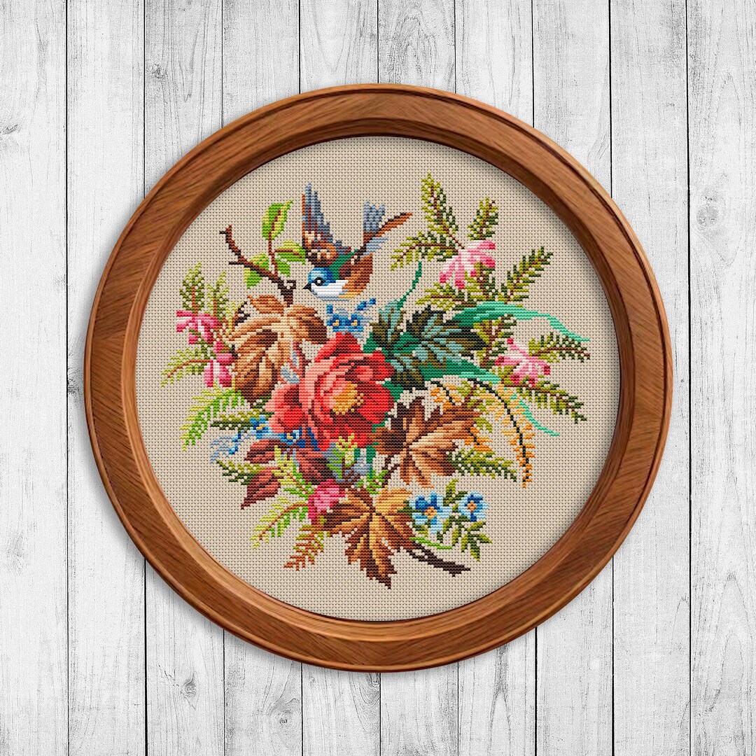 Flower Bouquet # 1 Cross Stitch Pattern PDF, Nature Cross Stitch ...