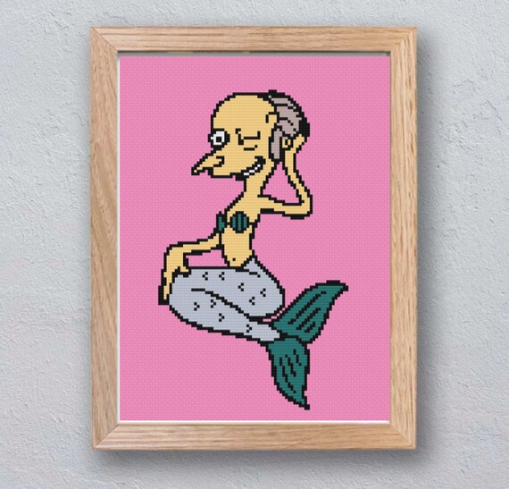 The Simpsons Mermaid Mr. Burns Cross Stitch Pattern | Etsy