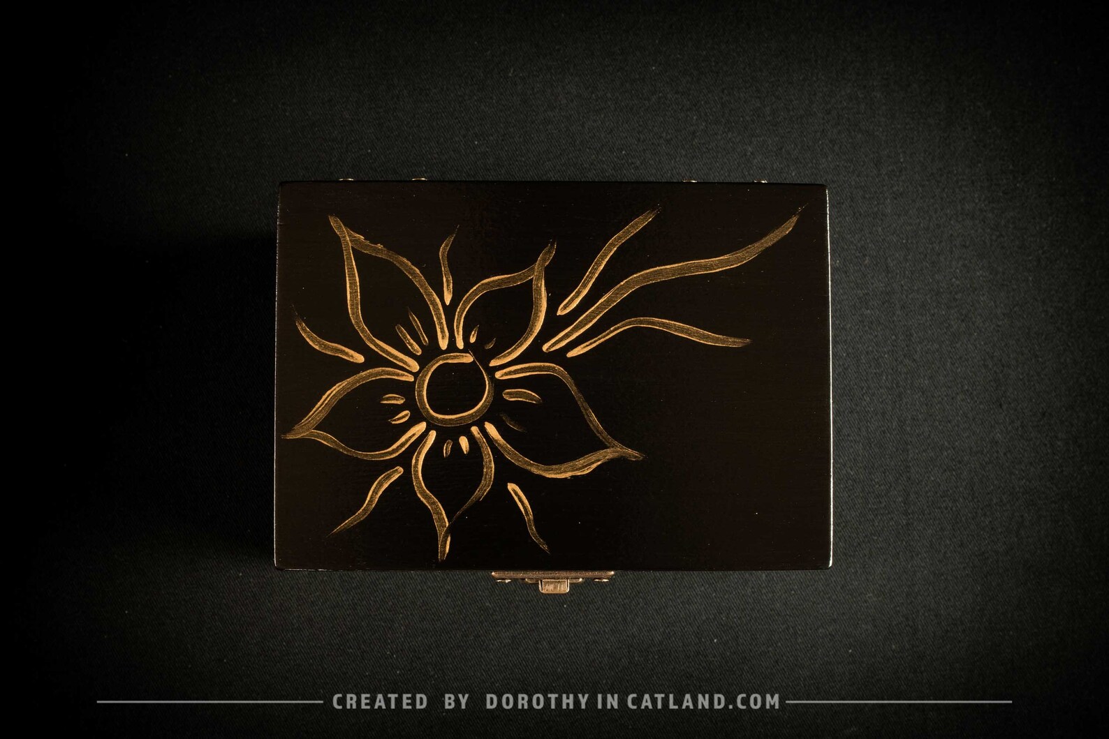 Black Jewellery Box With a Golden Flower and a Golden Bee - Etsy