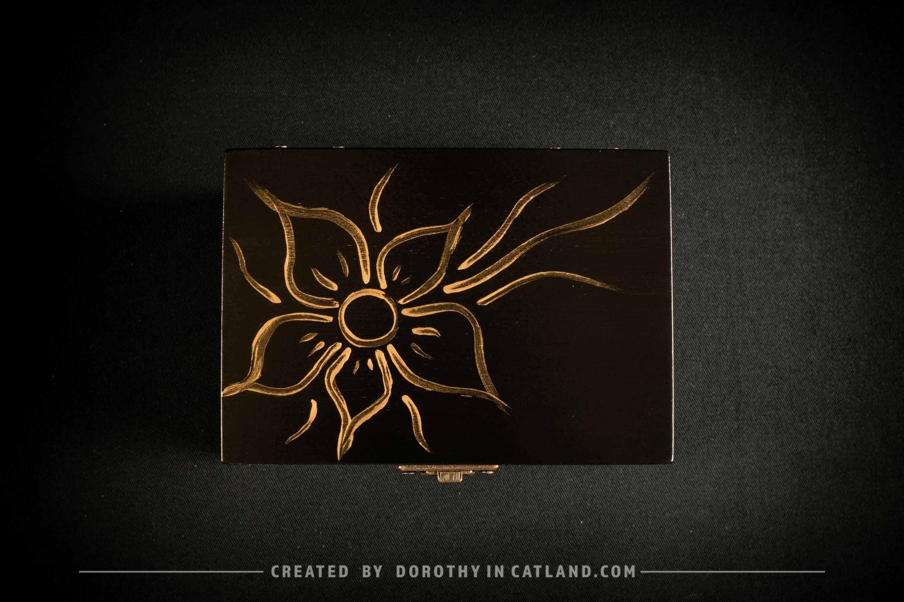 Black Jewellery Box With a Golden Flower and a Golden Bee - Etsy