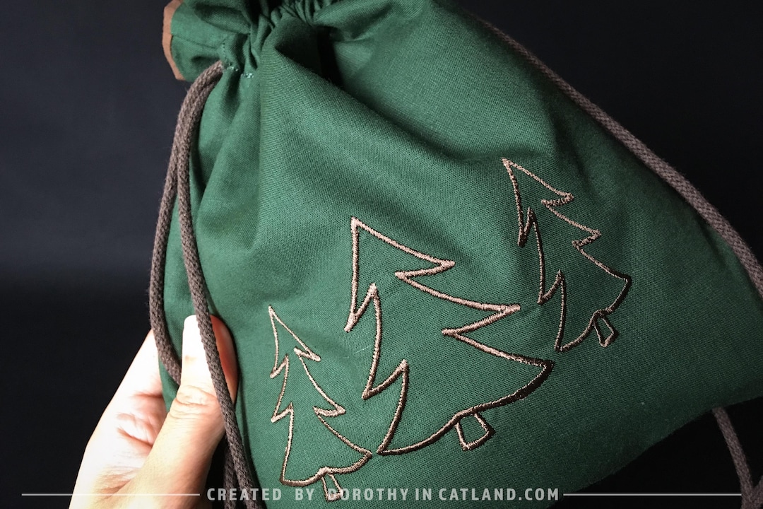 Green Drawstring Bag With Holiday Trees - Etsy