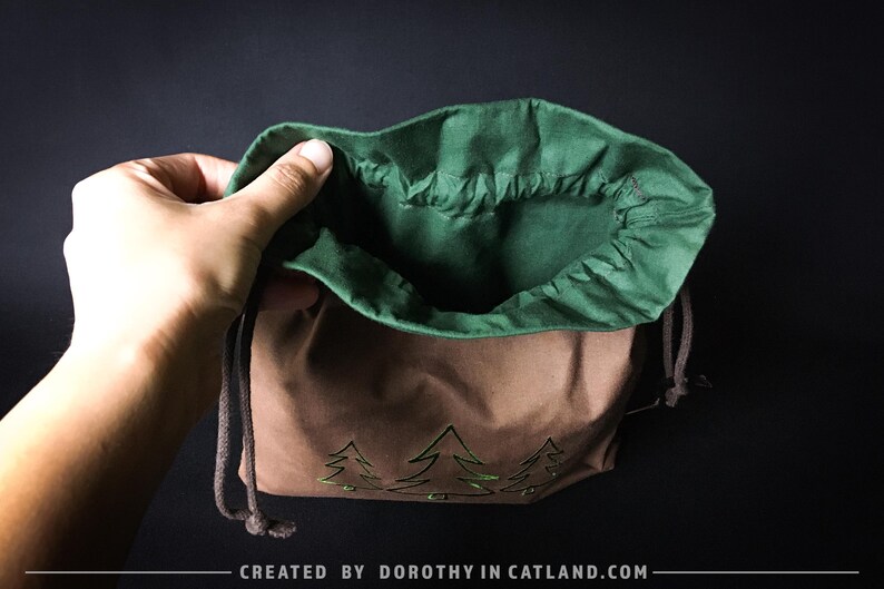 Brown Drawstring Bag With Holiday Trees - Etsy