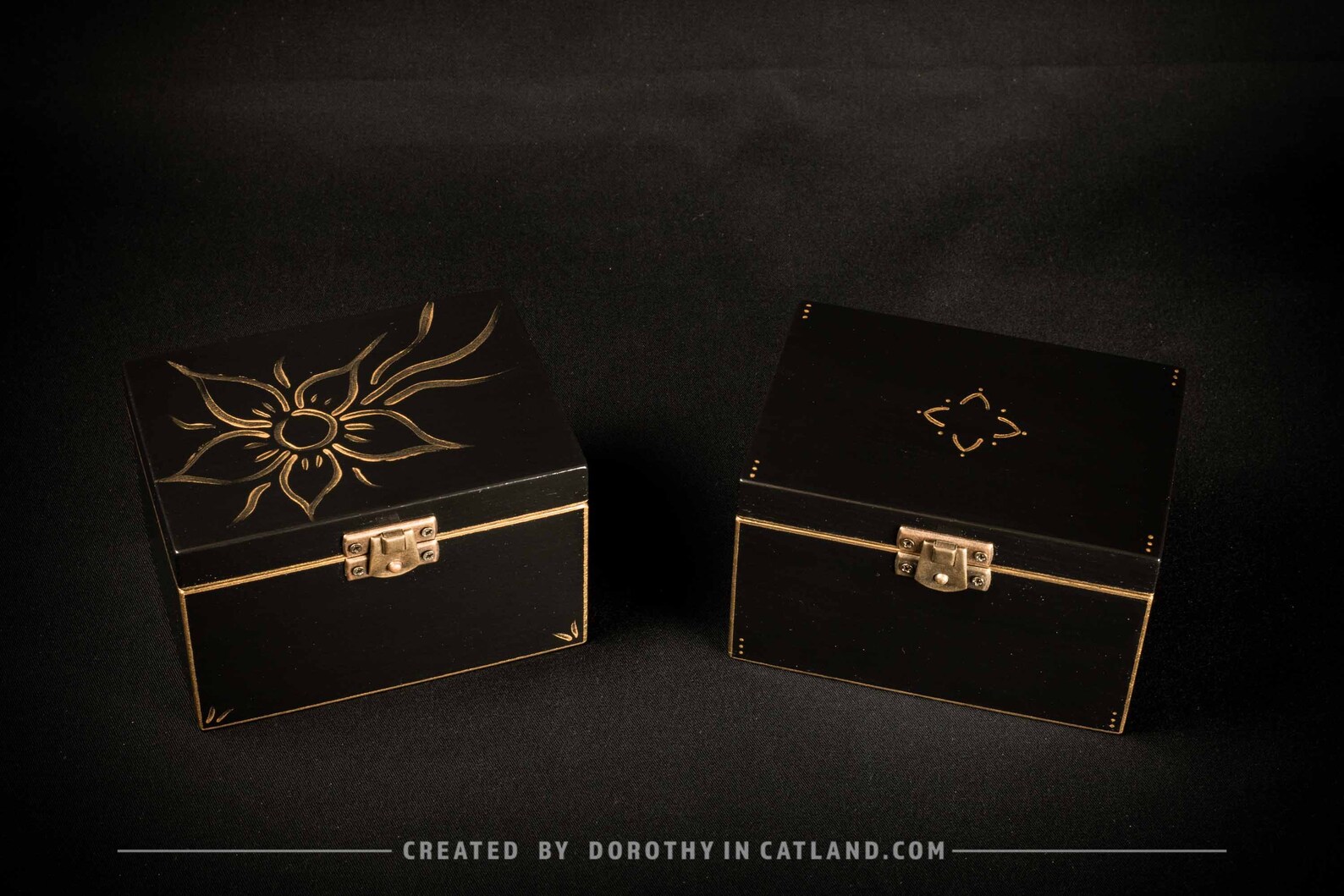 Black Jewellery Box With a Golden Flower and a Golden Bee - Etsy