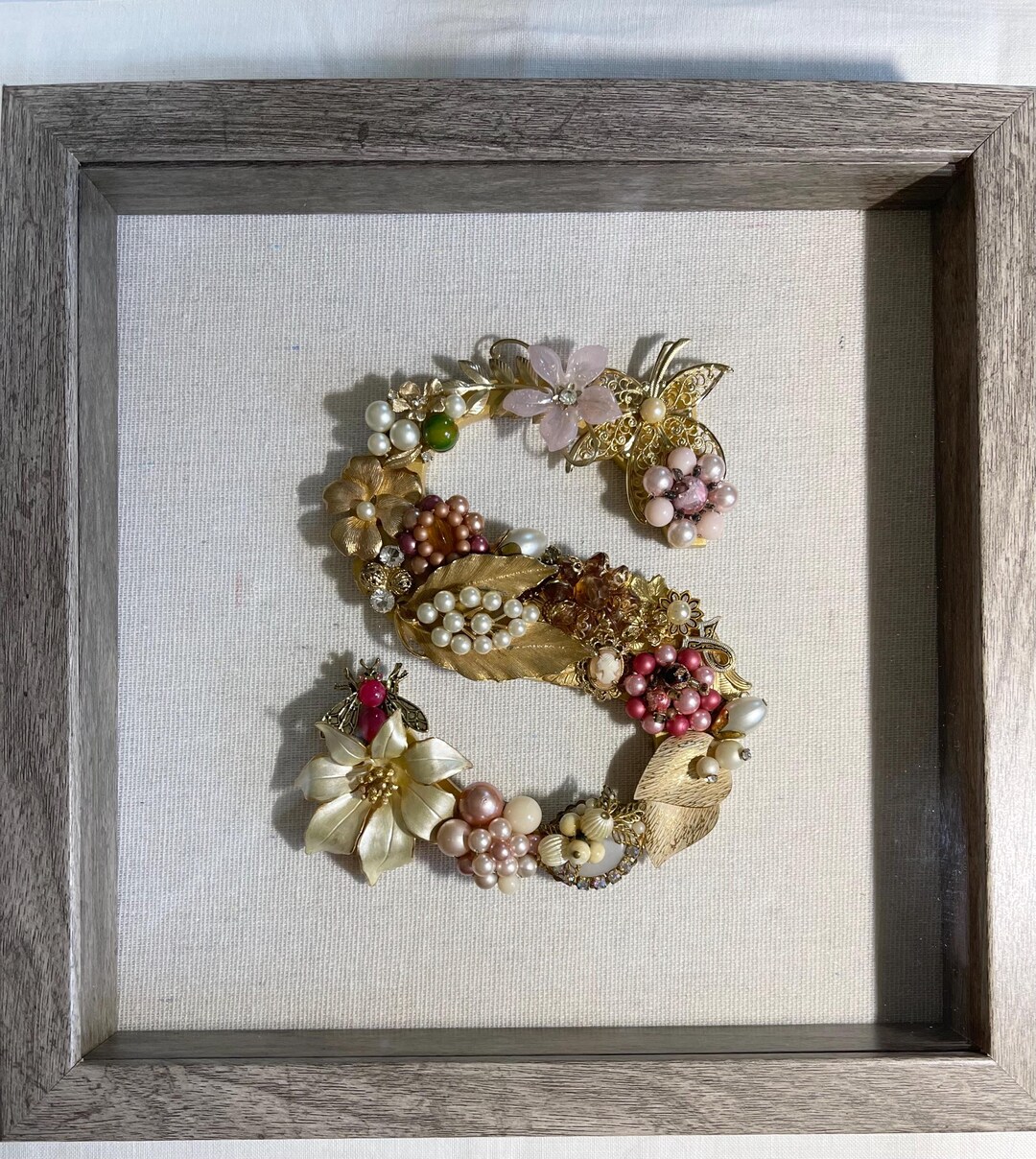 Vintage Initial S in Shadow Box Art - Etsy