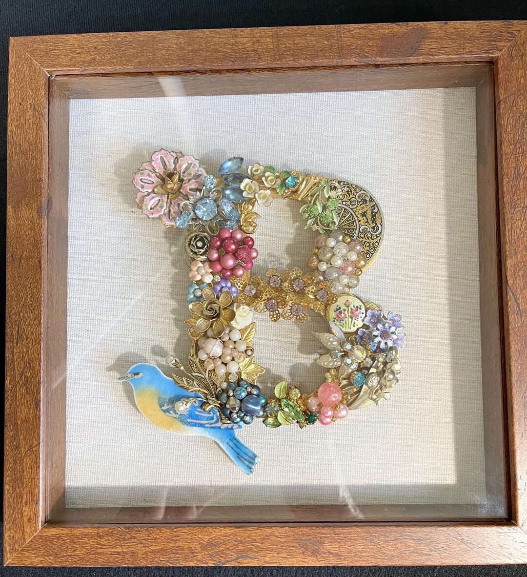 Vintage Initial B in Shadow Box Art - Etsy