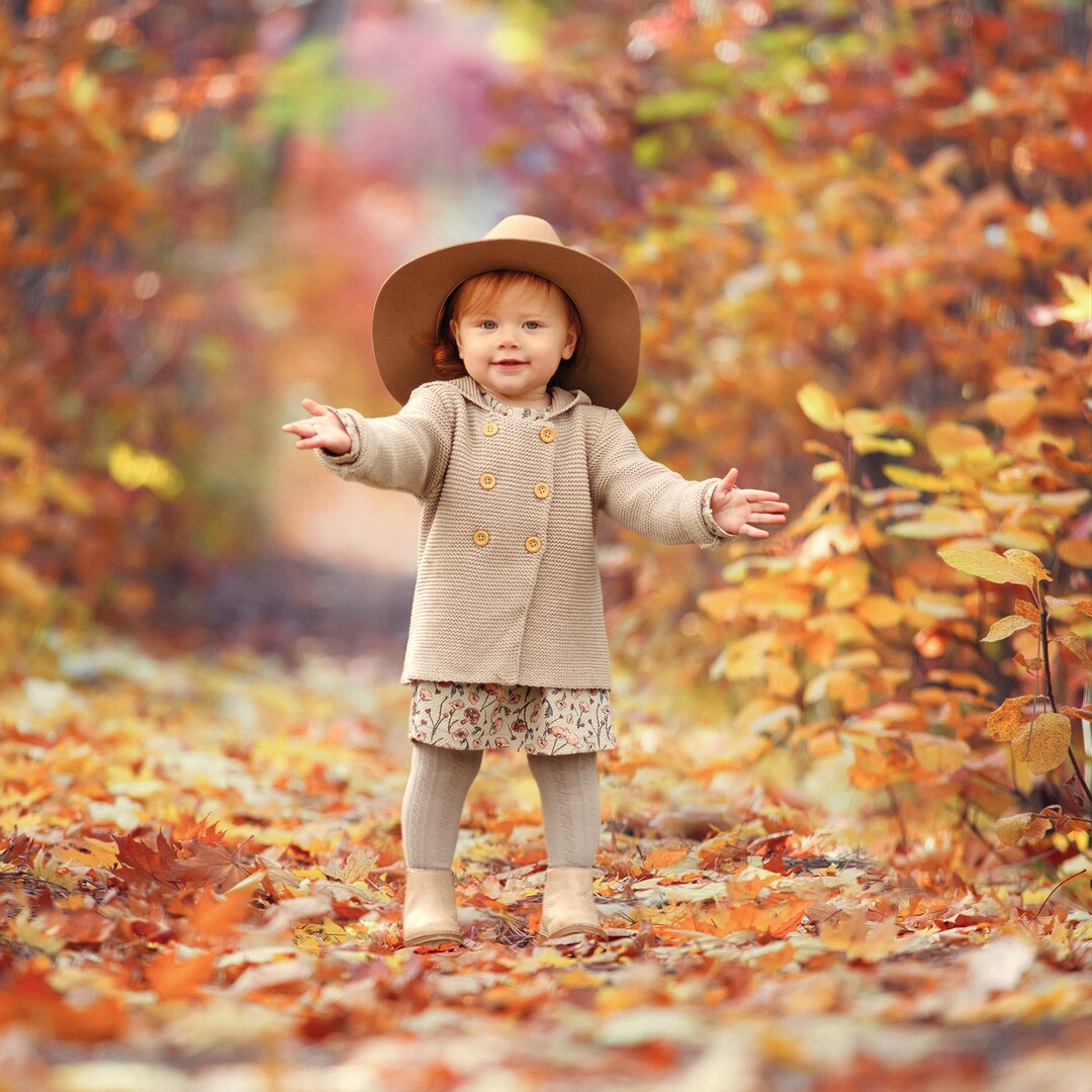 Golden Autumn Leaves Digital Background, Fall Park Backdrop, Dreamy ...