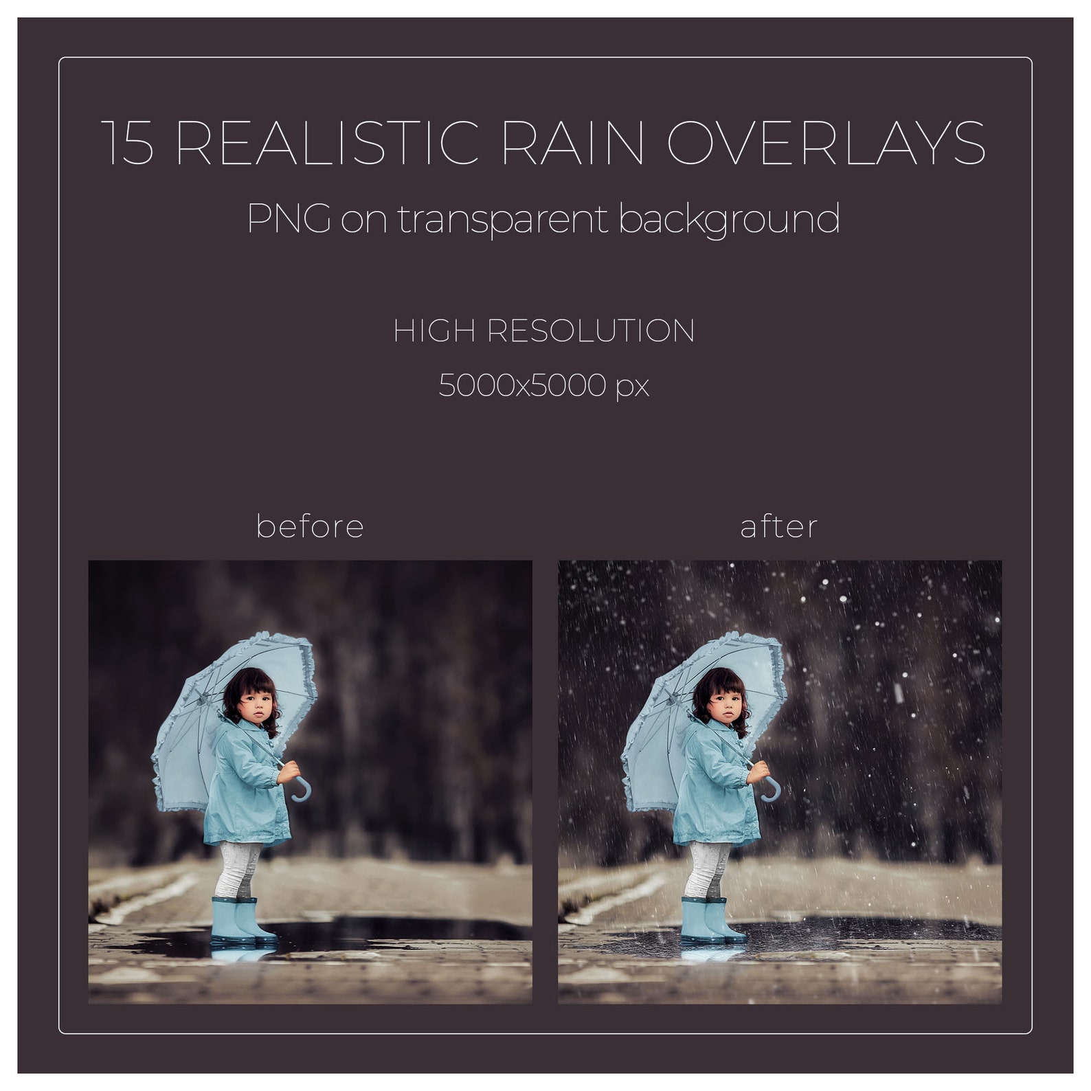 Realistic Rain Overlays, Weather Photoshop Overlays, Autumn Digital ...