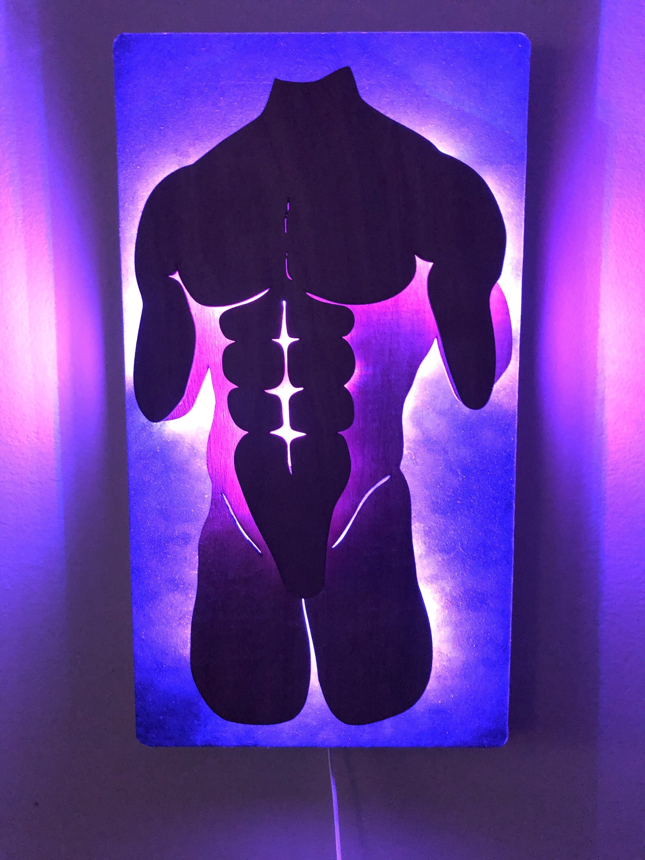Male / Female Wood Torso Backlit Color Changing LED Light Wall Art - Etsy