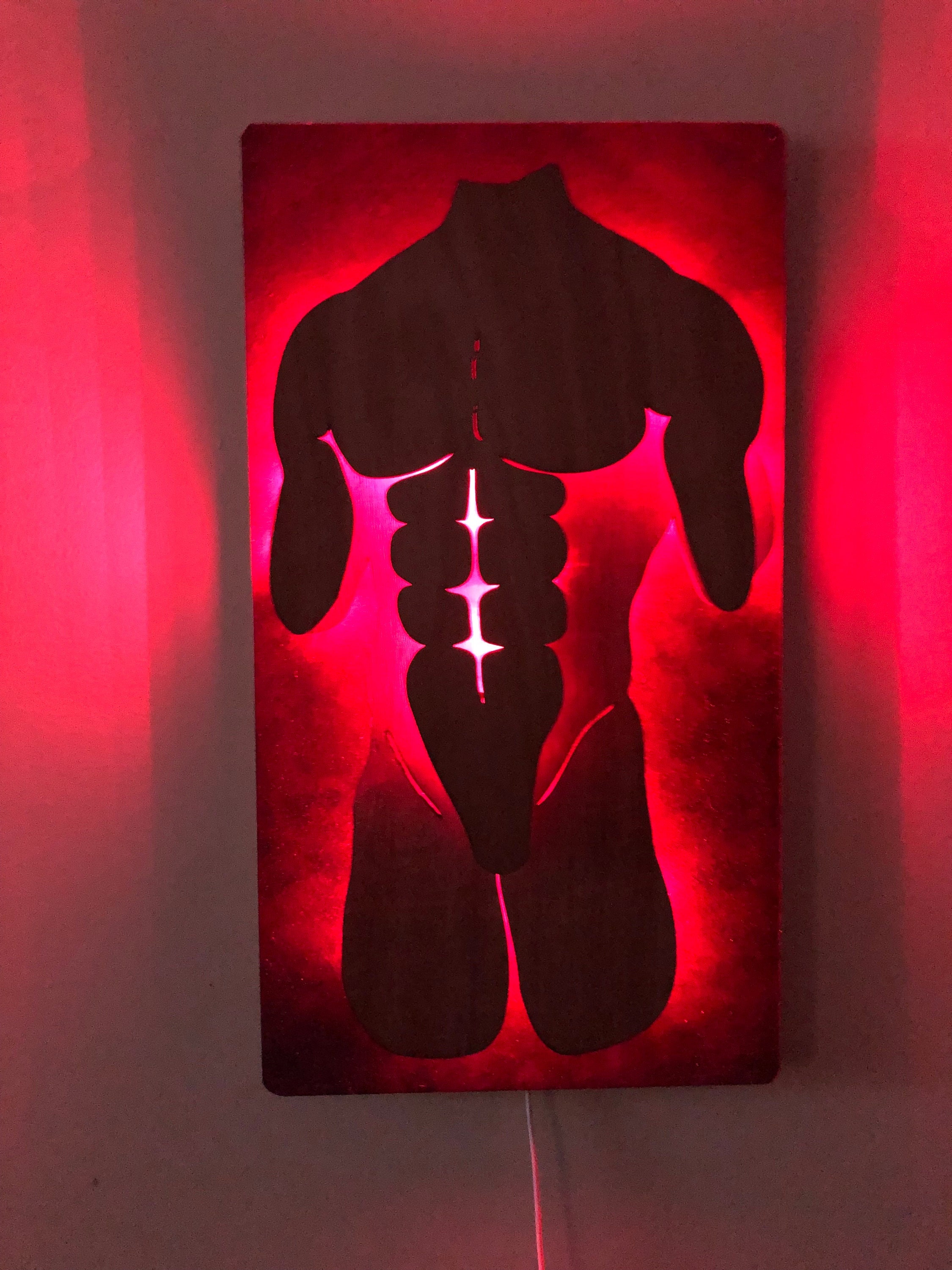 Male / Female Wood Torso Backlit Color Changing LED Light Wall Art - Etsy