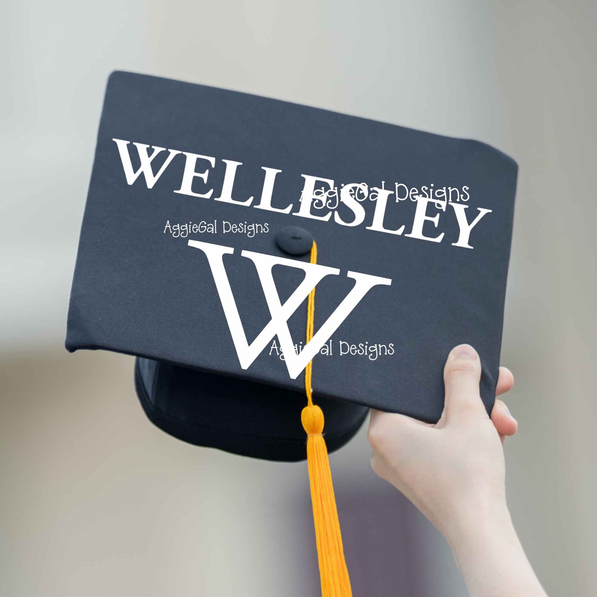 Svg WELLESLEY Senior Graduation Cap Mortarboard Topper, Personalize ...