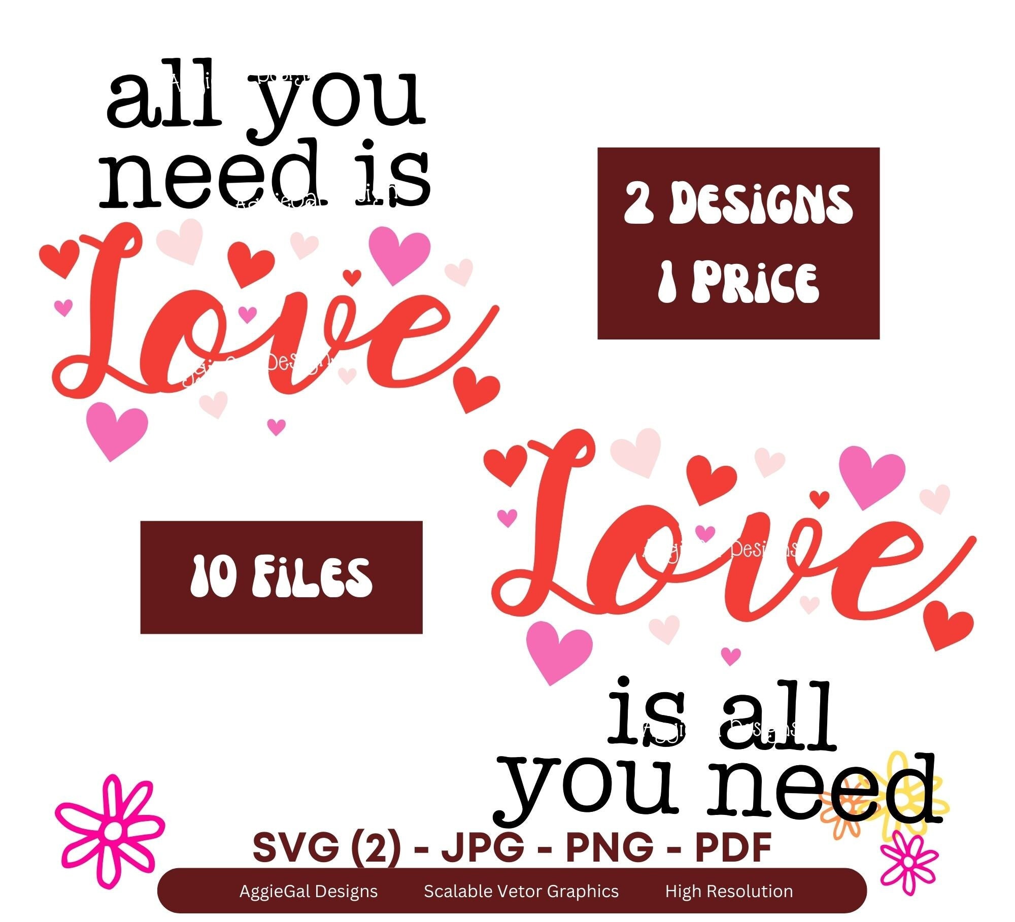 Love Duo SVG Bundle All You Need is Love & Love is All You Need DIY Cut ...