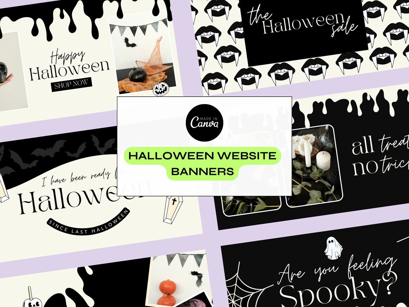 Halloween Website Banners, Editable Canva Designs - Etsy